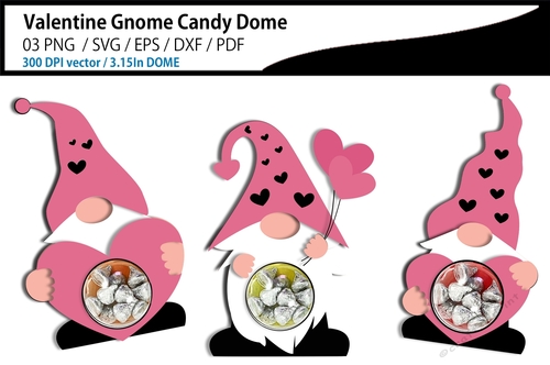 Valentine gnomes candy dome - CUP1193592_83612 | Craftsuprint