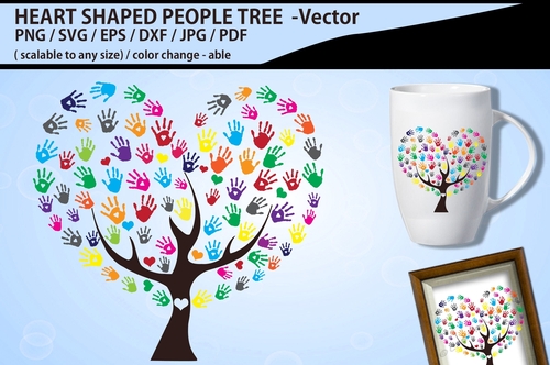 Heart shaped people hand print clipart - CUP1197664_83612 | Craftsuprint