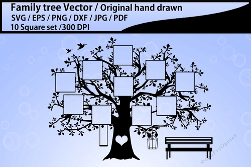 Family tree 10 names sqaure shapes template - CUP1297046_83612 ...
