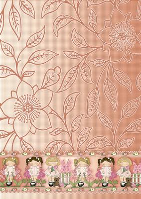 Peach Flower Girls Backing Paper - CUP173923_422 | Craftsuprint
