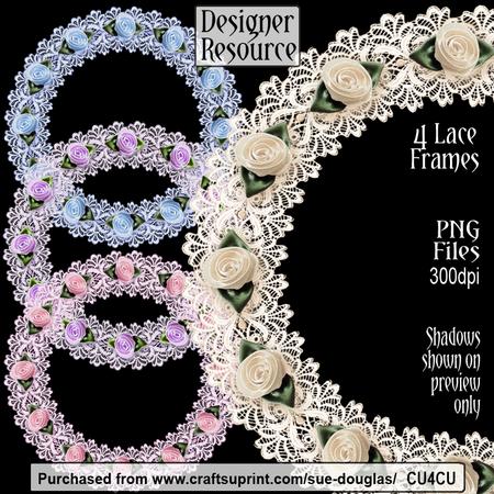 Designer Resource - Lace Round Frames with Satin Roses - CUP201381_422 ...