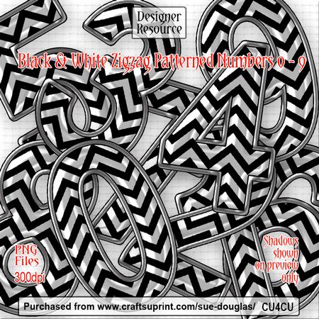 Designer Resource - Black and White Zigzag Numbers 0 - 9 - CUP226389 ...