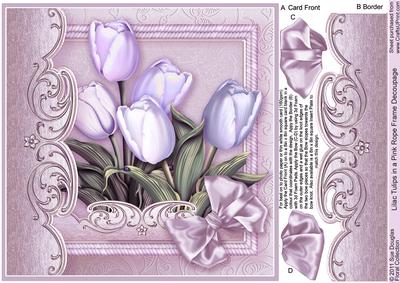 Lilac Tulips in a Pink Rope Frame - 8in x 8in Decoupage - CUP236794_422 ...