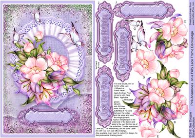 Pink Anemones on a Frilly Lace Frame A5 Decoupage - CUP284910_422 ...