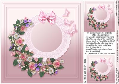 A Circle of Pink Roses - 8in x 8in Insert Plate - CUP320891_422 ...