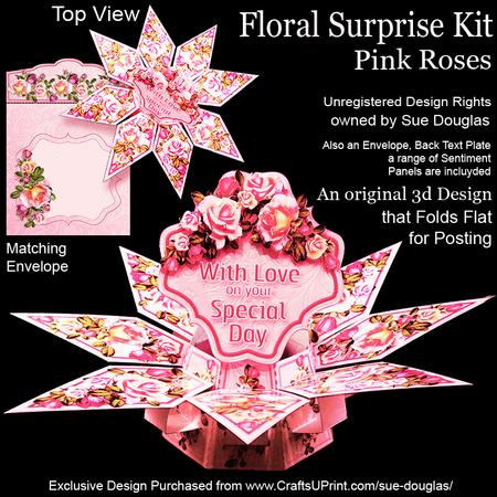 Floral Surprise Card Kit Pink Roses - CUP369415_422 | Craftsuprint