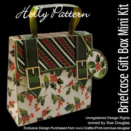 Briefcase Gift Box Holly Pattern - CUP380317_422 | Craftsuprint