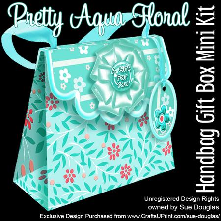 Handbag Gift Box Pretty Aqua Floral - CUP468165_422 | Craftsuprint