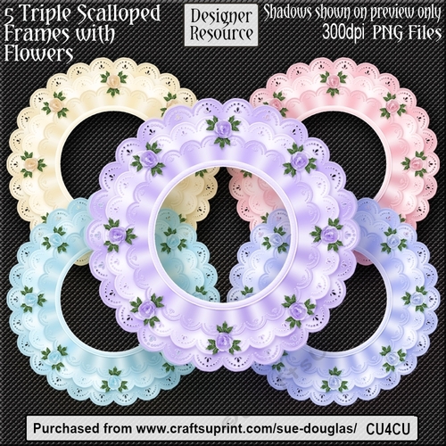 Designer Resource – Triple Scalloped Frames with Flowers CU4CU ...