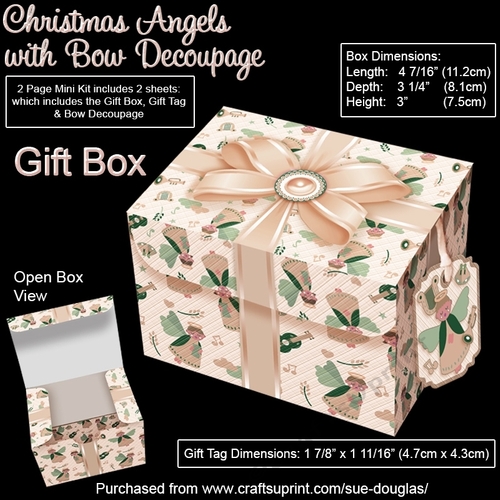 Gift Box Christmas Angels with Bow Decoupage - CUP725176_422 | Craftsuprint