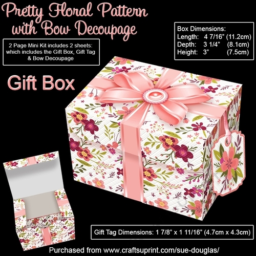 Gift Box Pretty Floral Pattern with Bow Decoupage - CUP730306_422 ...