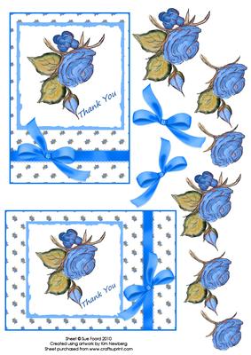Blue Rose Thank You -card Fronts Duo - CUP120900_30 | Craftsuprint