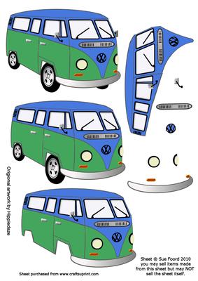 Vw Campervan Decoupage Sheet - CUP44430_30 | Craftsuprint
