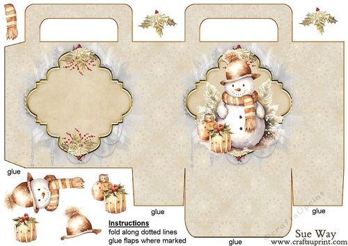 Gold Christmas Snowman Gift Bag - CUP1270623_38 | Craftsuprint