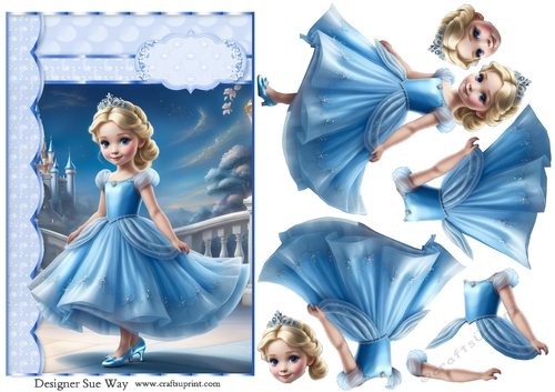 Sweet Little Princess Cinders A5 Card Front & Decoupage - CUP1287008_38 ...