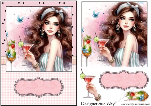 Birthday Cocktails Card Front, Topper and Decoupage - CUP1309111_38 ...