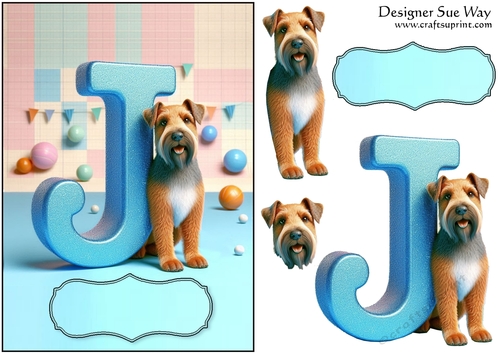 Letter J Terrier, Schnauzer, Dog, A5 Card Front and Decoupage ...
