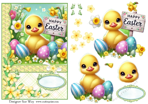 Cute little Duckling Happy Easter A5 Card Front & Decoupage ...