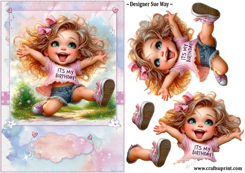Its My Birthday! Excited Girl A5 Topper and Decoupage - CUP1369711_38 ...