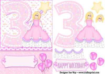 3rd Birthday Princess Card Front and Decoupage - CUP256955_38 ...