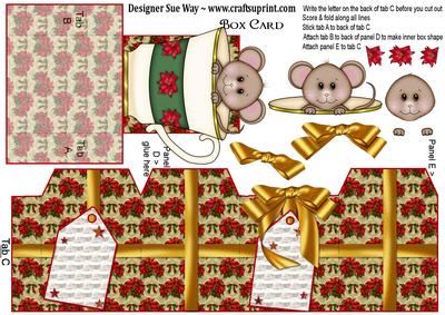 Christmas Mouse in a Tea Cup Box Card - CUP261066_38 | Craftsuprint