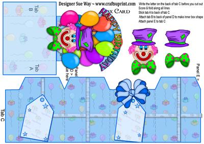 Birthday Clown Box Card - CUP268451_38 | Craftsuprint