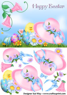 Easter Bonnet Card Front and Decoupage - CUP308252_38 | Craftsuprint