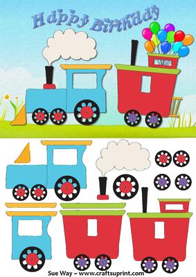 Birthday Train Card Front and Decoupage - CUP310573_38 | Craftsuprint