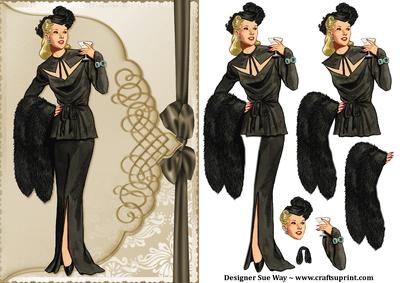 Cocktail Hour! Vintage Fashion Lady Decoupage - CUP312747_38 | Craftsuprint