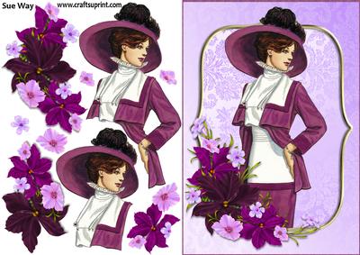 Burgundy Flowers Vintage Fashion Lady Decoupage - CUP315755_38 ...