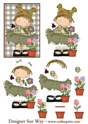 Country Flower Girl Topper and Decoupage - CUP325426_38 | Craftsuprint