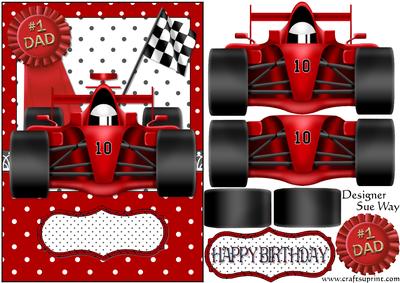 Dad's Birthday Racing Car (red) Card Front and Decoupage - CUP359989_38 ...