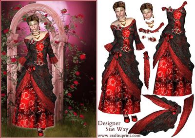 Deep Red Rose Vintage Lady Decoupage - CUP425565_38 | Craftsuprint