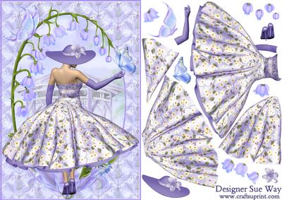 1950's Beautiful Lilac Flower Lady Decoupage - CUP427553_38 | Craftsuprint