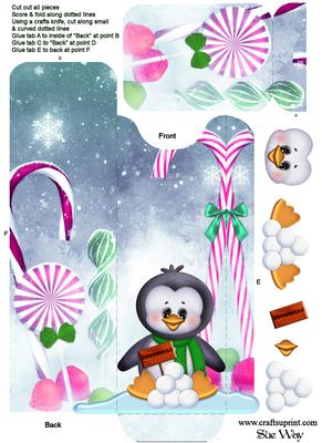 Christmas Candy Penguin Cutlery Wrap - CUP471748_38 | Craftsuprint