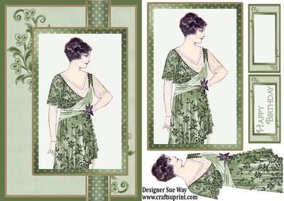 Portrait of a Lady in Green Ribbon Topper Card Front - CUP477348_38 ...