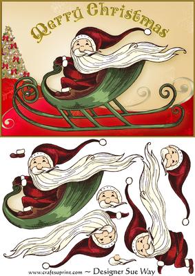 Speedy Santa on His Sleigh Card Front and Decoupage - CUP486733_38 ...