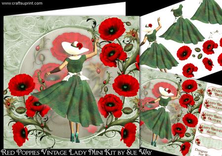 Red Poppies Vintage Lady Mini Kit - CUP488674_38 | Craftsuprint