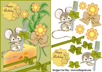 Birthday Mouse Card Front and Decoupage - CUP540338_38 | Craftsuprint