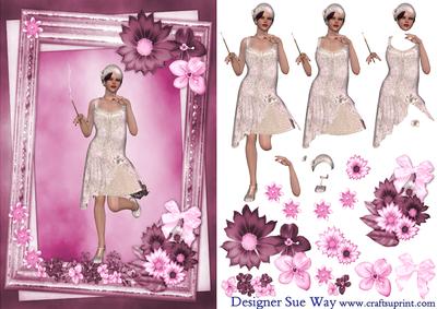 Pink Picture Perfect 1920's Flapper Card Front and Decoupage ...