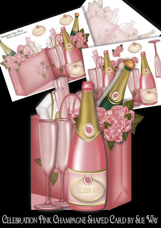 Celebration Pink Champagne Shaped Card - CUP559940_38 | Craftsuprint