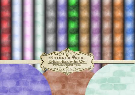 Colourful Bricks 12 Backing Paper Pack - CUP571419_38 | Craftsuprint