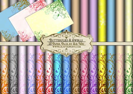 Butterflies and Swirls 15 Backing Paper Kit - CUP577653_38 | Craftsuprint