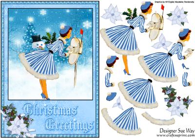 Retro Lady Christmas Post Card Front and Decoupage - CUP580719_38 ...