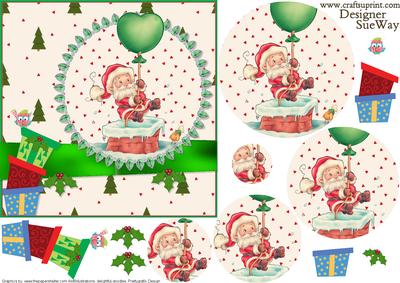 Santa Floats Down the Chimney Card Front and Pyramid - CUP585266_38 ...