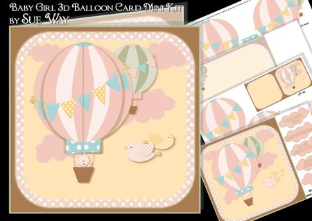 Baby Girl 3D Balloon Card Mini Kit - CUP627771_38 | Craftsuprint