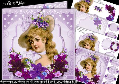 Victorian Violet Flowers Hat Lady Mini Kit - CUP634643_38 | Craftsuprint