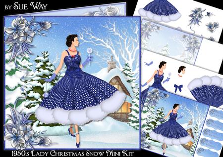 1950's Lady Christmas Snow Mini Kit - CUP638187_38 | Craftsuprint