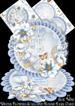 Winter Flowers Scalloped Round Easel Card Mini Kit - CUP660889_38 ...