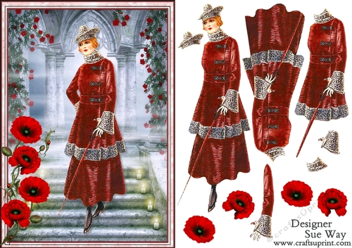 1920s Elegant Poppy Fashion Lady Card Front & Decoupage - CUP715155_38 ...